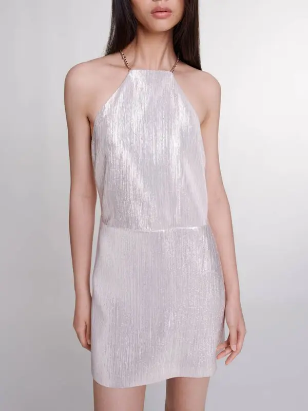Maje Metallic Halter Neck Dress