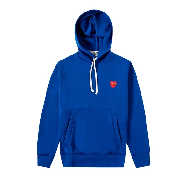 Play Comme Des Garcon Logo Patch Hooded Sweatshirt - Blue