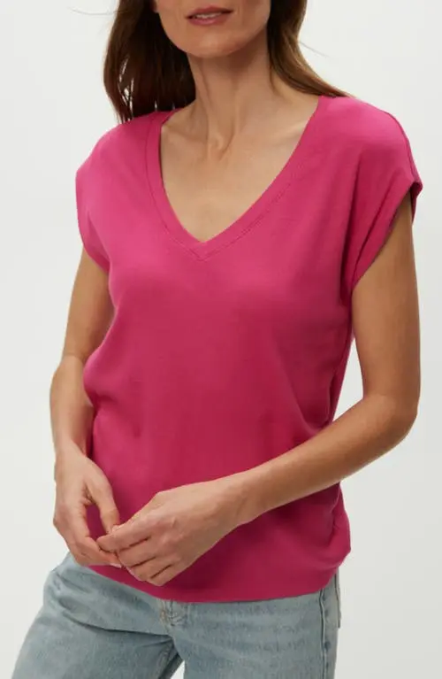 Michael Stars Tati Power Shoulder Rib Top - Pitaya