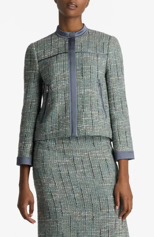 St. John Metallic Tweed Moto Jacket