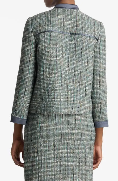 St. John Metallic Tweed Moto Jacket