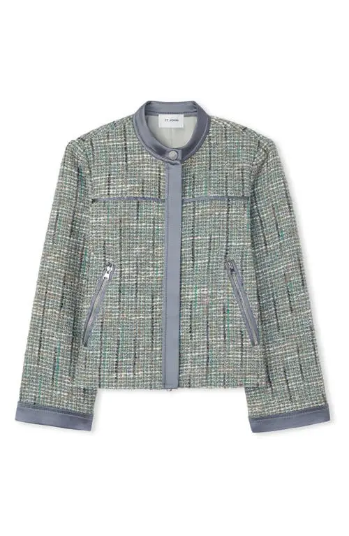 St. John Metallic Tweed Moto Jacket