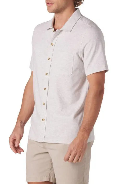 THE NORMAL BRAND Puremeso Solid Short Sleeve Knit Button-up Shirt - Stone