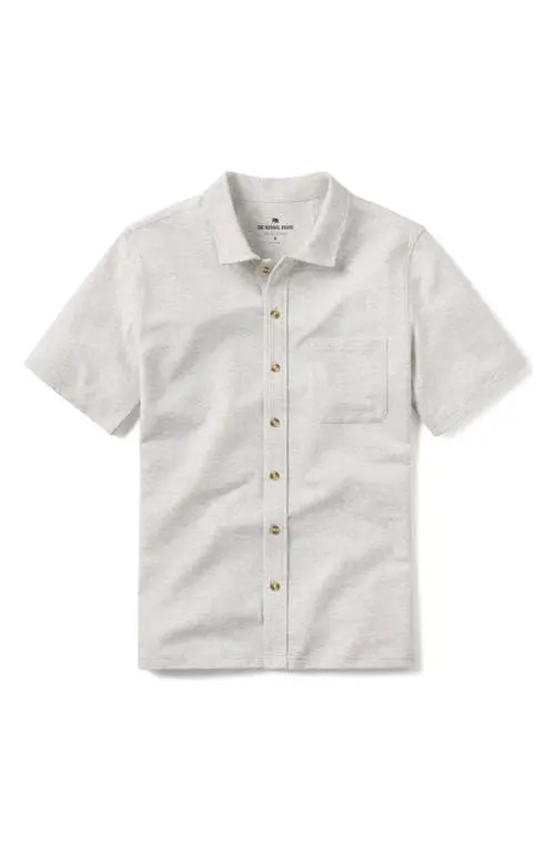 THE NORMAL BRAND Puremeso Solid Short Sleeve Knit Button-up Shirt - Stone