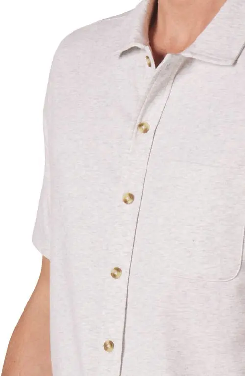 THE NORMAL BRAND Puremeso Solid Short Sleeve Knit Button-up Shirt - Stone