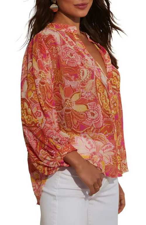 VICI Maggie Floral Chiffon Button-up Shirt