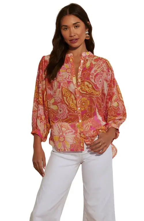 VICI Maggie Floral Chiffon Button-up Shirt