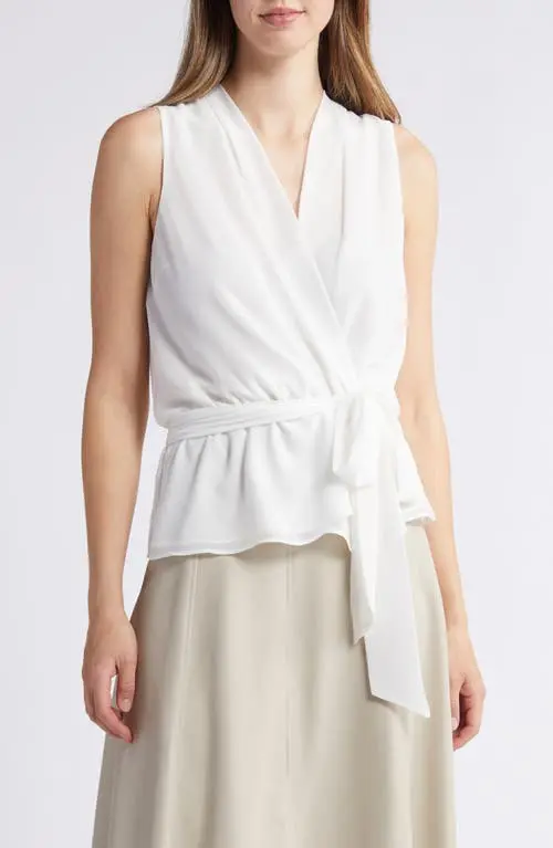 NIKKI LUND Golriz Wrap Sleeveless Top - White