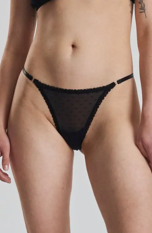 PEACHAUS Matsu Recycled-lace Low-rise Thong - Volcanic Black