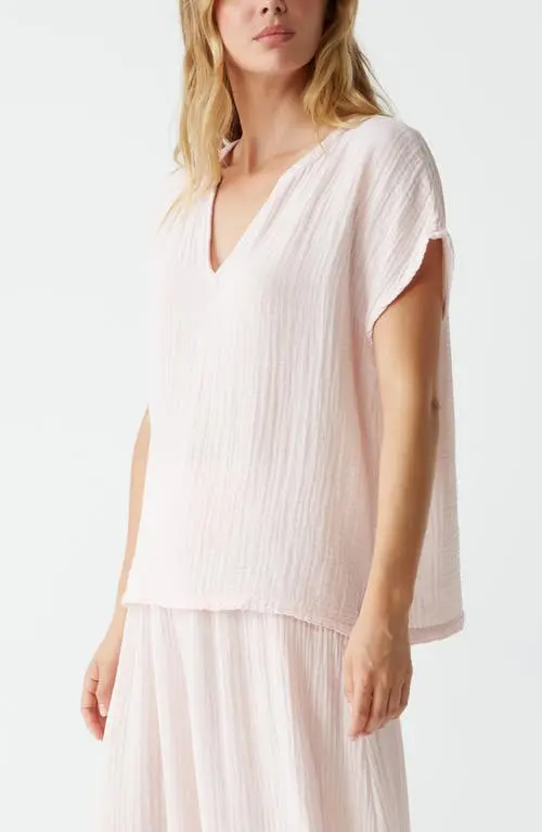 Michael Stars Naomi Split Neck Gauze Top - Lychee
