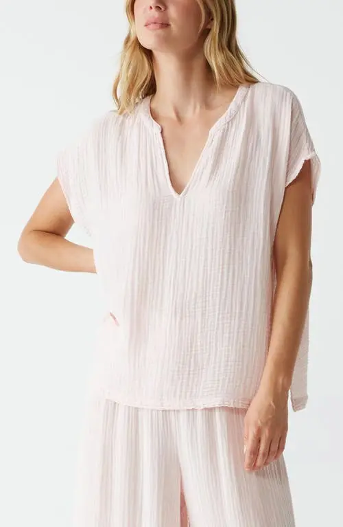 Michael Stars Naomi Split Neck Gauze Top - Lychee
