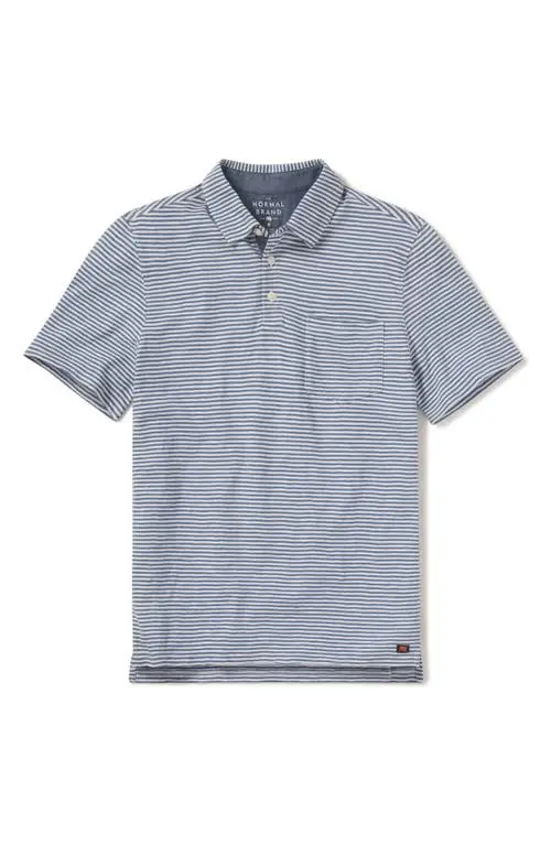 THE NORMAL BRAND Slub Pocket Polo - Blue Stripe