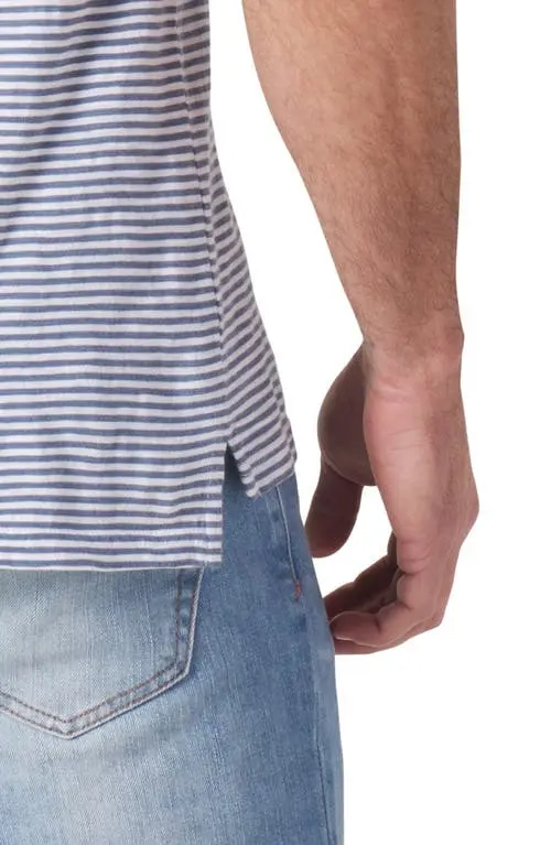 THE NORMAL BRAND Slub Pocket Polo - Blue Stripe