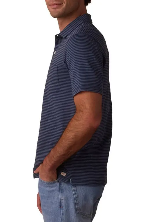 THE NORMAL BRAND Slub Pocket Polo - Denim Stripe