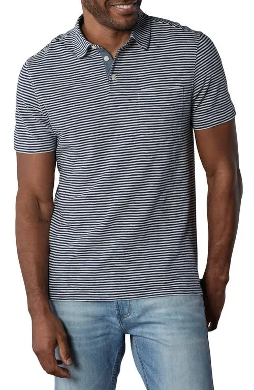 THE NORMAL BRAND Slub Pocket Polo - Navy Stripe