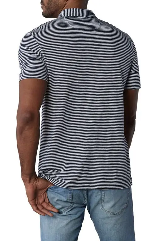 THE NORMAL BRAND Slub Pocket Polo - Navy Stripe