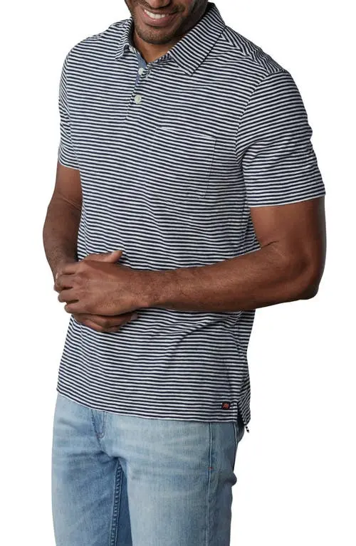 THE NORMAL BRAND Slub Pocket Polo - Navy Stripe