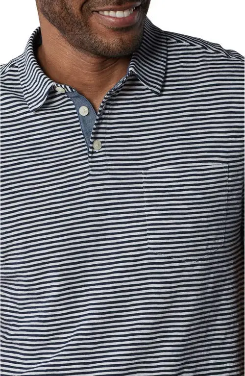 THE NORMAL BRAND Slub Pocket Polo - Navy Stripe