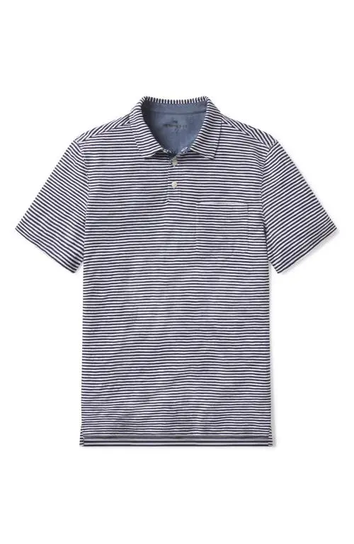 THE NORMAL BRAND Slub Pocket Polo - Navy Stripe