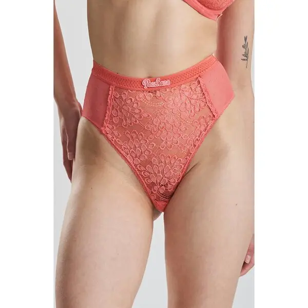 PEACHAUS Betony Recycled-tulle High-rise Underwear - Canyon Peach