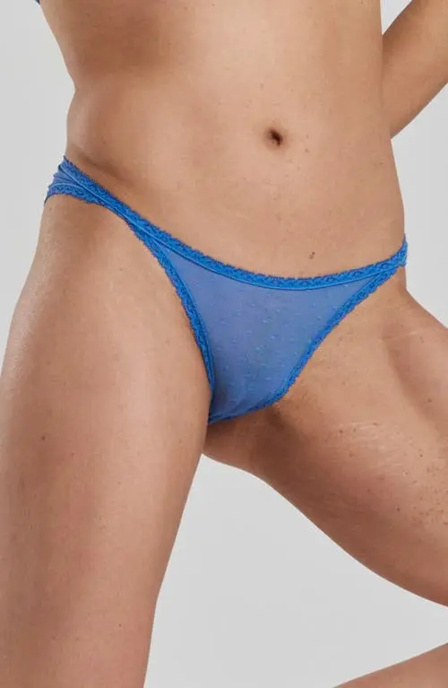 PEACHAUS Ume Recycled-lace Mid-rise Underwear - Mountain Blue