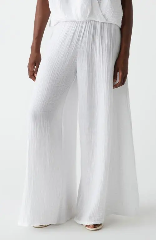 Michael Stars Simba Smocked Waist Wide Leg Pants - White