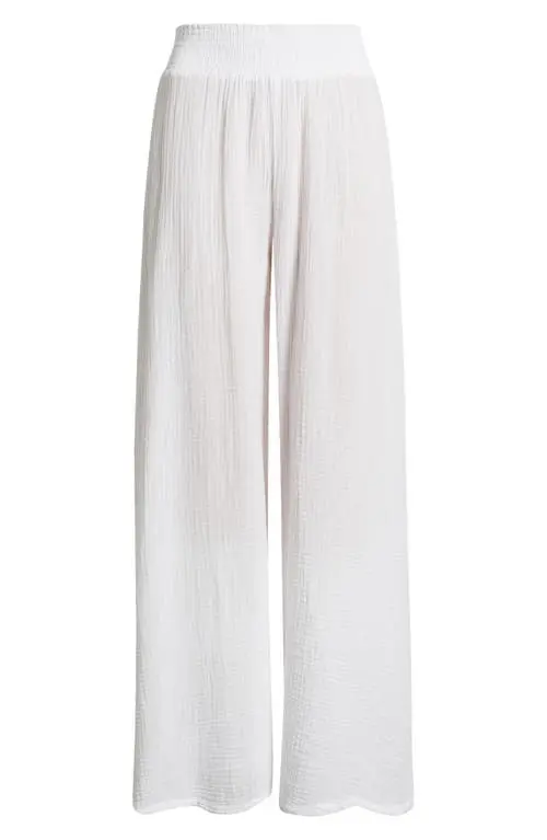 Michael Stars Simba Smocked Waist Wide Leg Pants - White