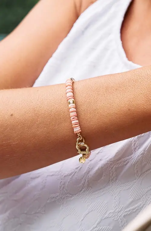 BROOK & YORK Capri Beaded Bracelet - Gold/ Pink