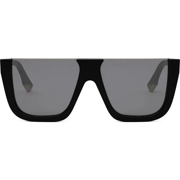 Fendi Flat Top Sunglasses - Shiny Black / Smoke