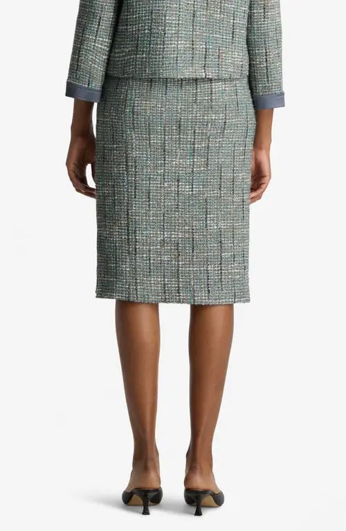 St. John Metallic Tweed Straight Skirt