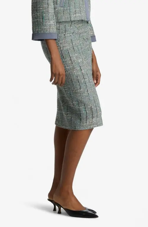 St. John Metallic Tweed Straight Skirt