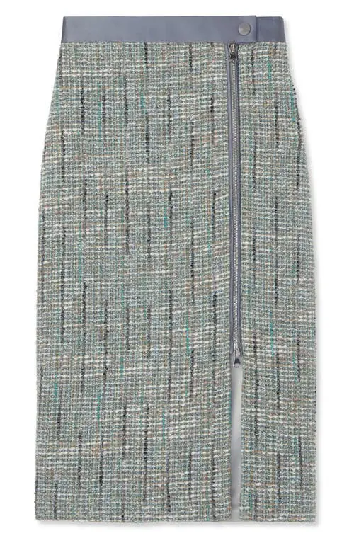 St. John Metallic Tweed Straight Skirt
