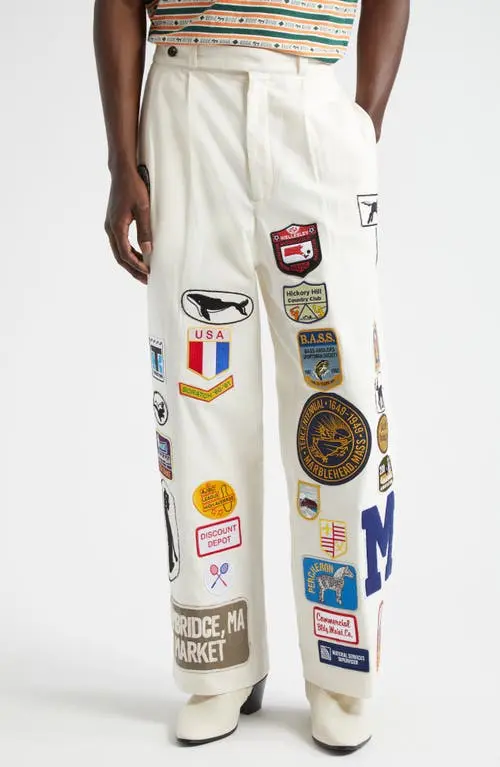 BODE Cambridge Patch Canvas Pants - White Multi