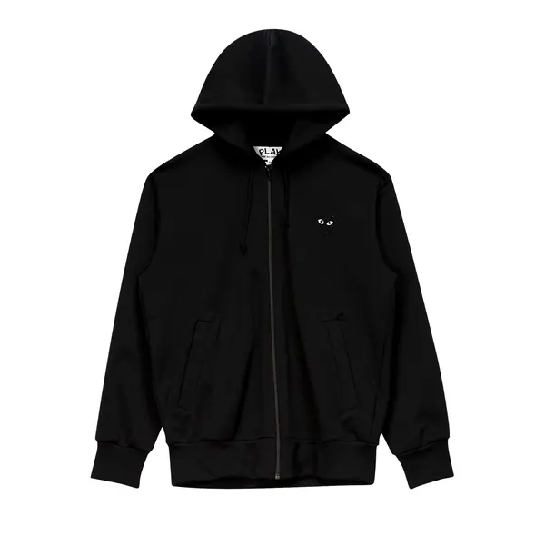 Play Comme Des Garcon Big Heart Zip-up Sweatshirt - Black