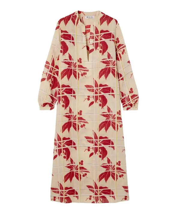 Loro Piana Floral-print Linen Kaftan - Pink