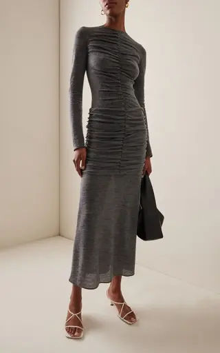 More Noir Lauren Knit Wool-Blend Maxi Dress In Grey - 60% Off | Editorialist