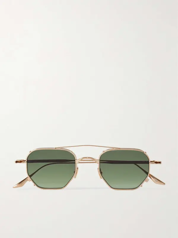 鐵馬オヤジ Jacques Marie Mage Marbot Aviator-Style Titanium Sunglasses - Gold