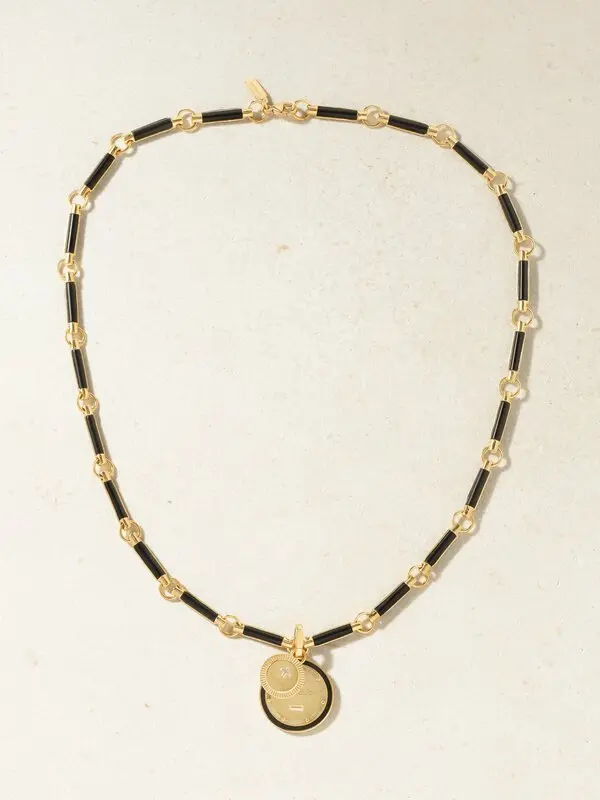 FOUNDRAE Ever Growing Vivacity Onyx Pendant Necklace - Gold