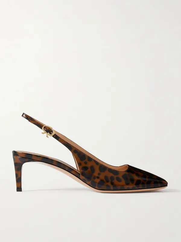 GIANVITO ROSSI Nuit 55 Leopard-print Slingback Pumps