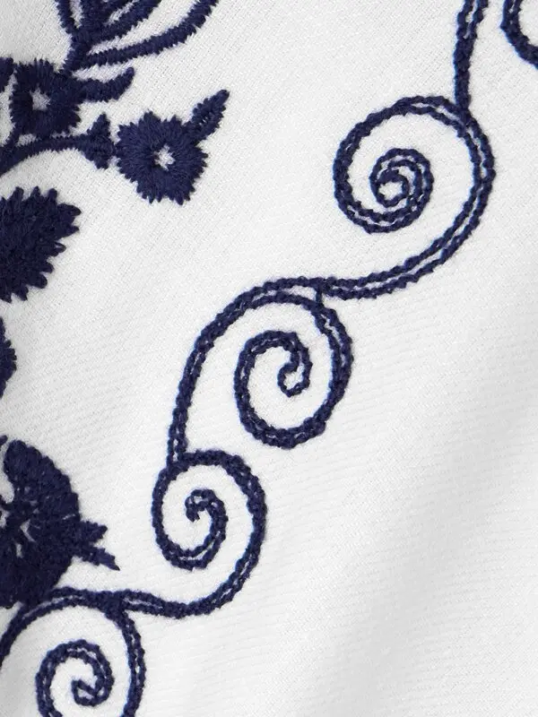 Loro Piana Embroidered Linen Blouse