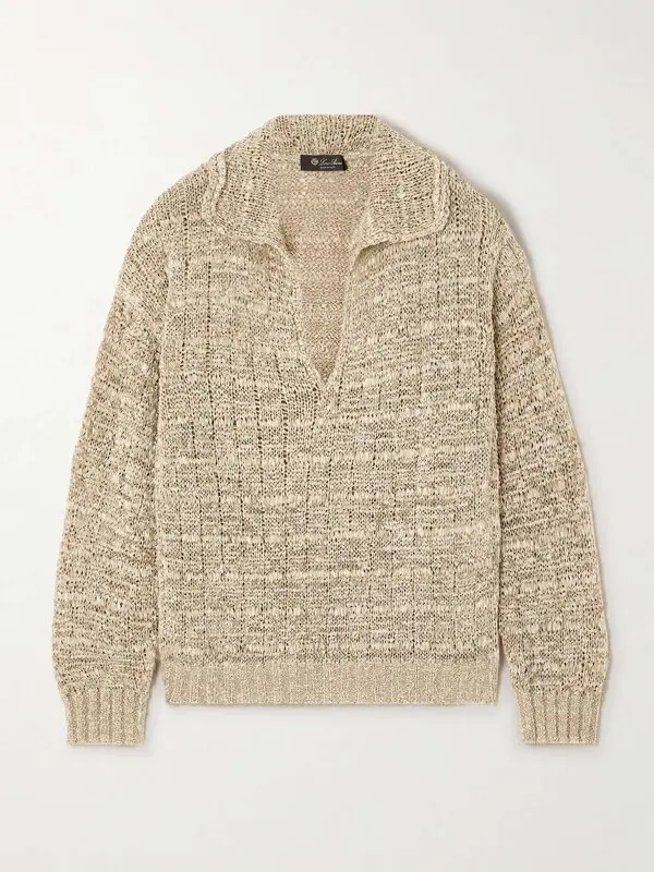 Loro Piana Open-knit Silk Sweater - Beige