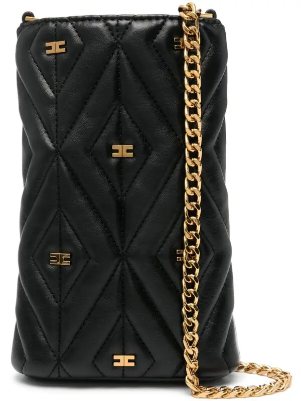 Elisabetta Franchi Toile Quilted Phone Case - Black