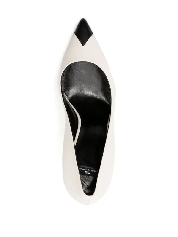 Elisabetta Franchi Nappa Leather Pumps With Contrasting Toecap And Gold-tone Metal Detail - White