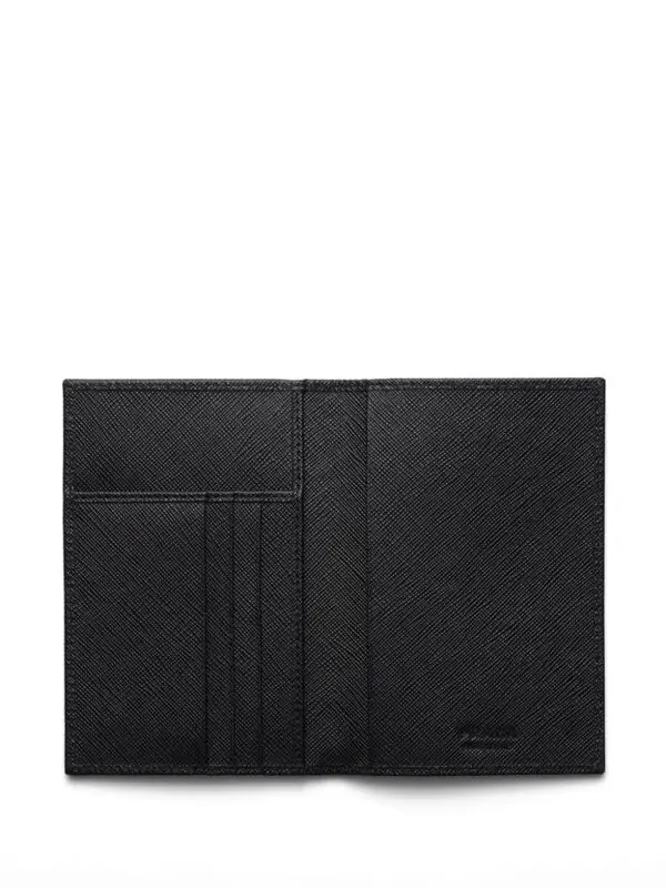 Prada Enamel-triangle Logo Wallet - Black