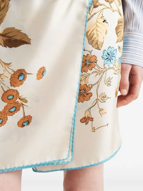 Prada Floral-print Silk Skirt