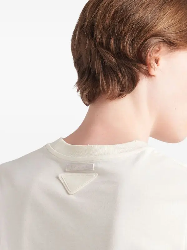 Prada Logo-print Cropped T-shirt - Neutrals | Editorialist