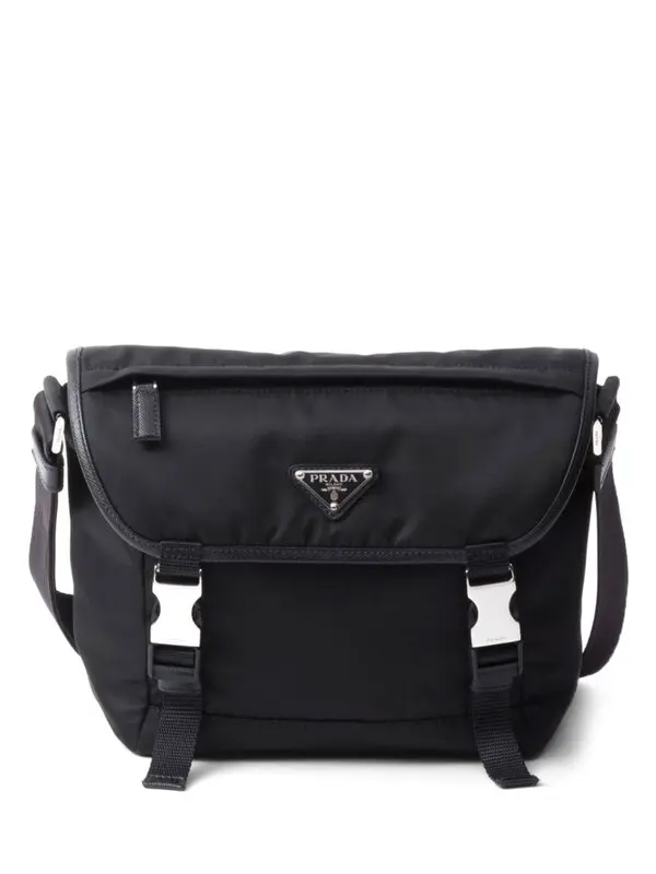 Prada Logo-patch Shoulder Bag - Black