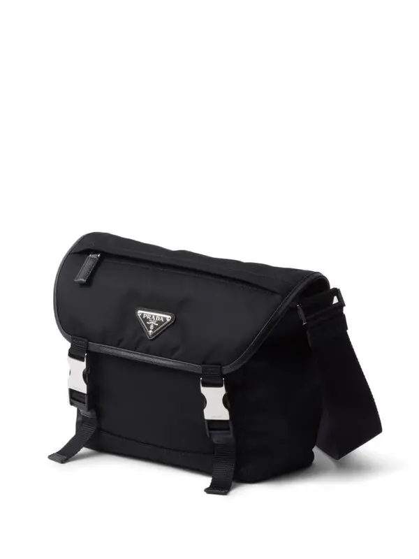 Prada Re-nylon And Saffiano Leather Shoulder Bag - Black