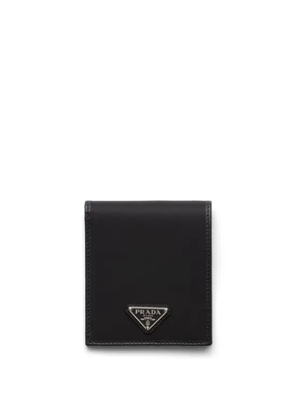 Prada Logo Plaque Wallet - Black