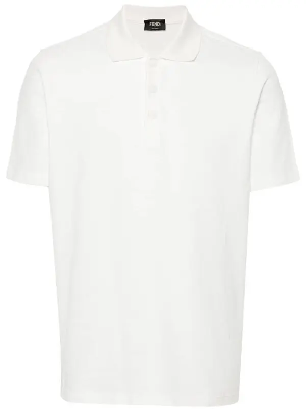 Fendi Ff-pattern Cotton Polo Shirt - White
